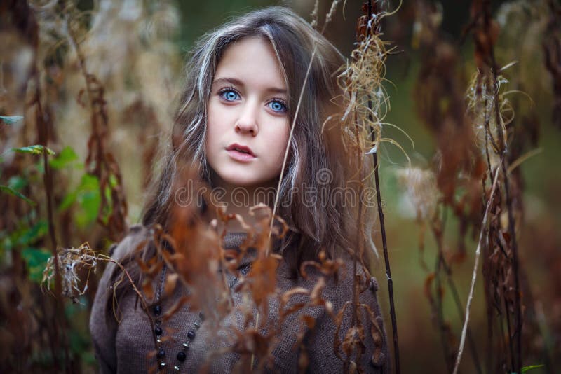 Portrait of beautiful girl stock photo. Image of leaves - 50852182
