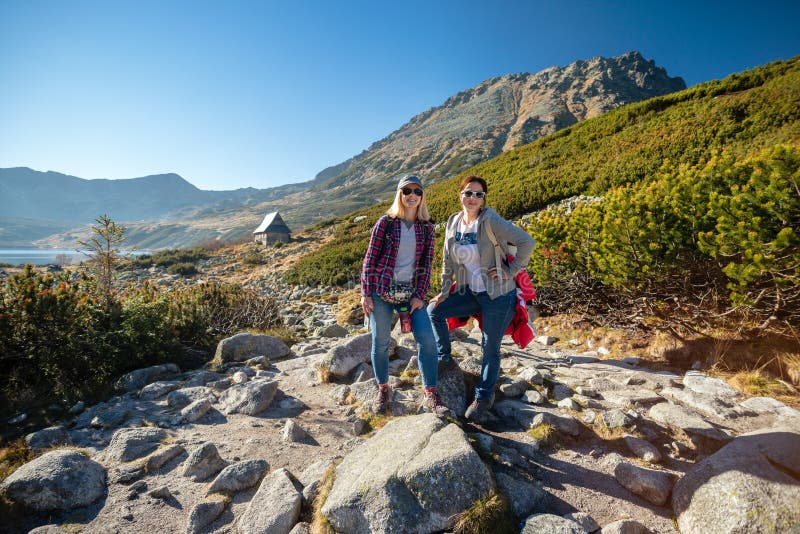 Two Girls in the Mountains in Winter. Stock Photo - Image of nature ...