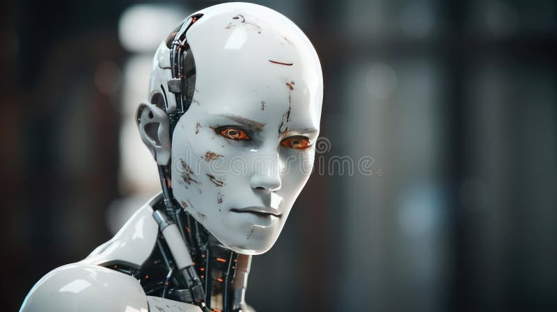 Portrait of a Beautiful Humanoid Robot Stock Photo - Image of cyborg ...
