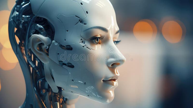 Portrait of a Beautiful Humanoid Robot Stock Image - Image of ...