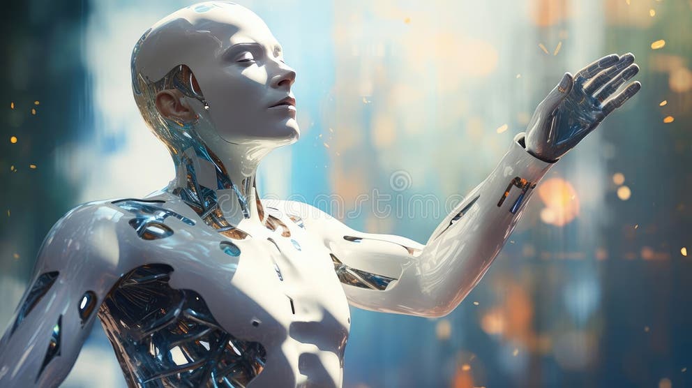 Portrait of a Beautiful Humanoid Robot Stock Image - Image of robot ...