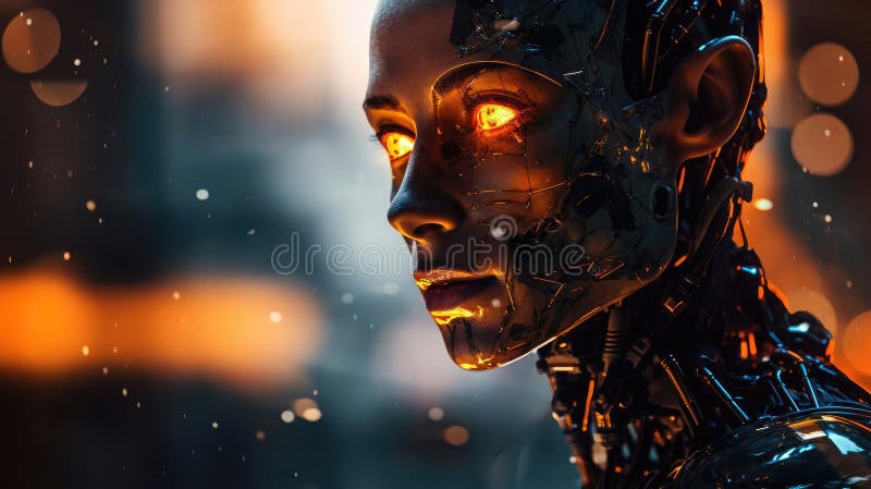 Portrait of a Beautiful Humanoid Robot Stock Image - Image of ...