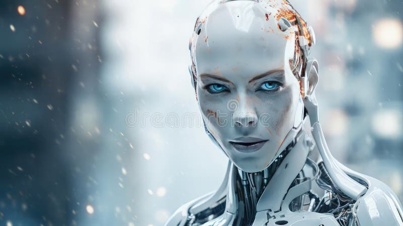 Portrait of a Beautiful Humanoid Robot Stock Photo - Image of generated ...