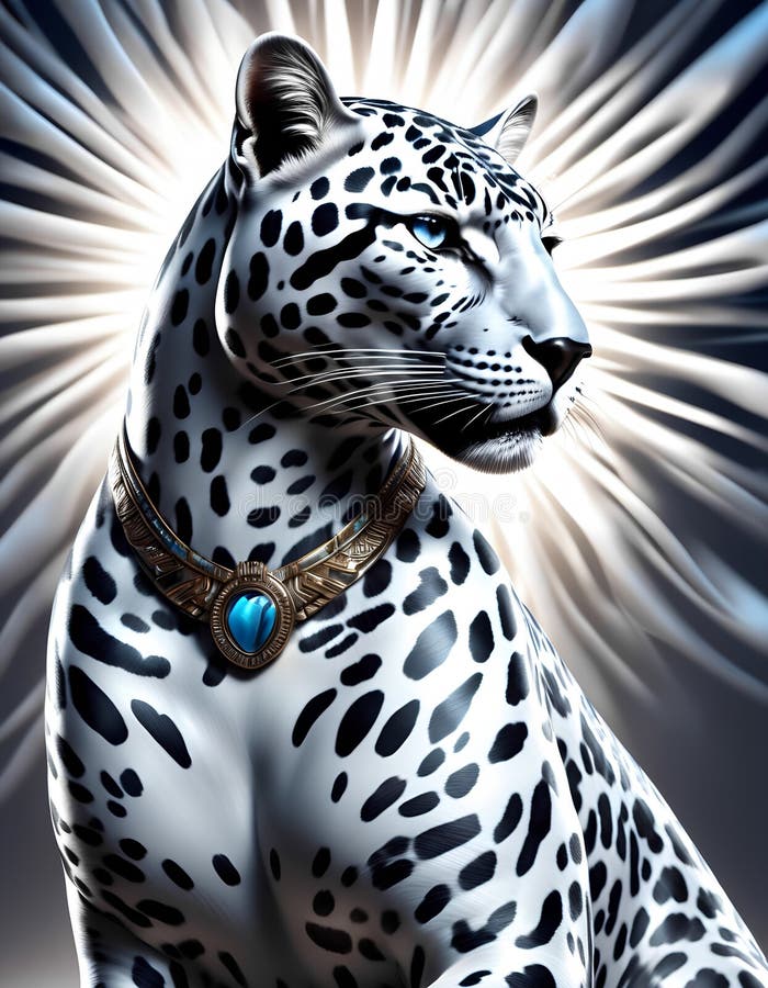 Portrait of a Beautiful Leopard with Bright Blue Eyes. Studio Shot Stock Illustration ...