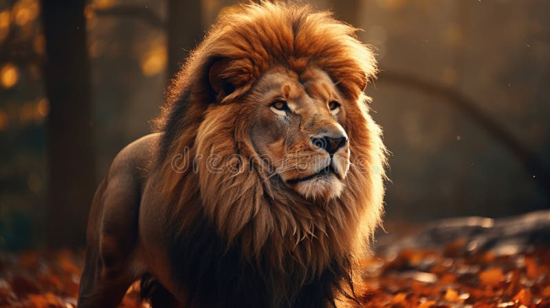 Portrait of a Beautiful Lion, Lion in Dark Stock Image - Image of ...