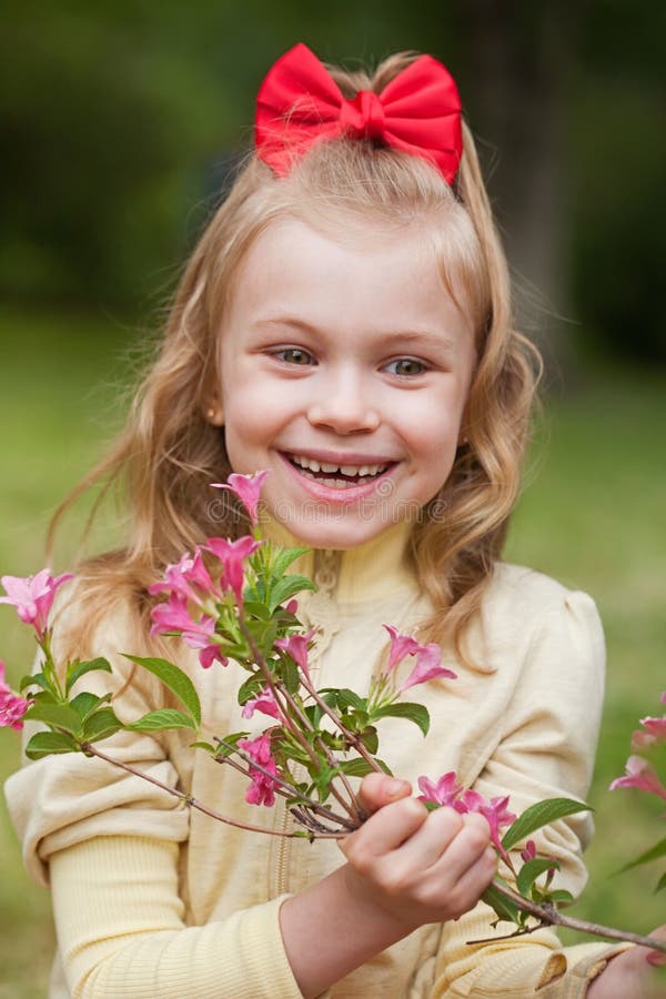 Portrait of the Beautiful Little Girl Stock Photo - Image of summer ...