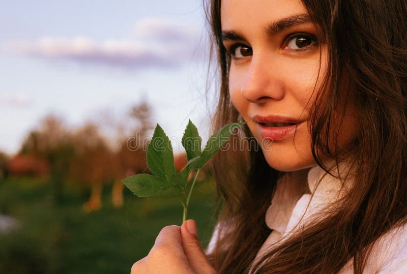 Beautiful model at sunset stock image. Image of landscape - 378380951