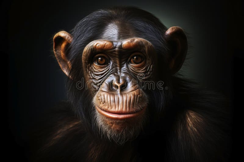 Portrait of a Beautiful Monkey on a Dark Background. Generative AI ...