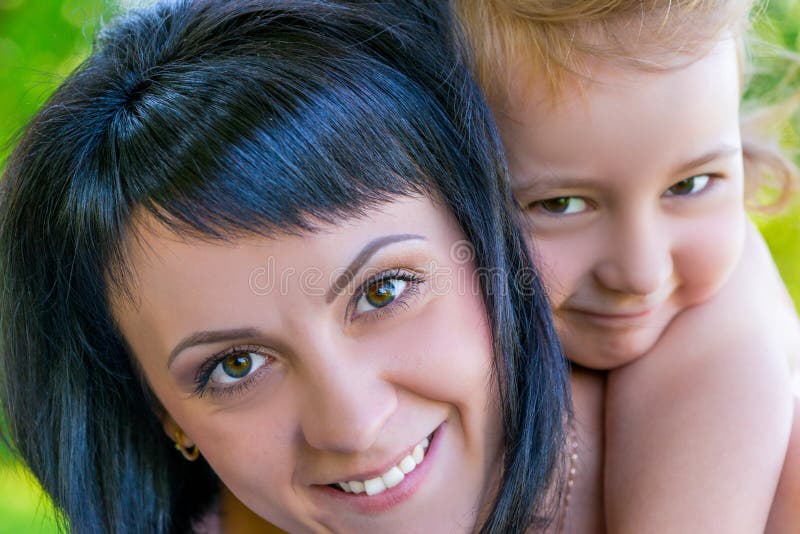 Portrait of a Beautiful Mother and Daughter Stock Image - Image of ...