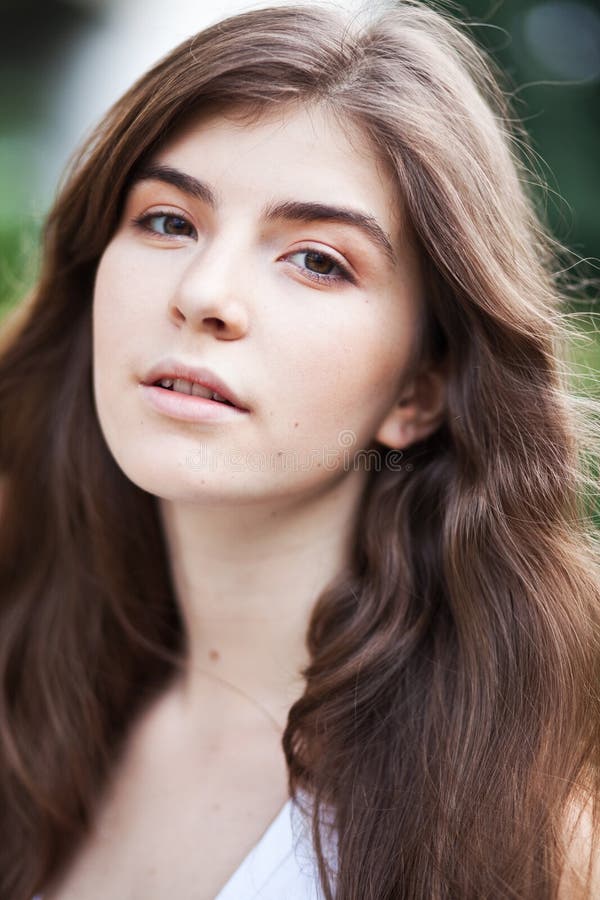 Portrait of Beautiful Natural Woman Stock Photo - Image of longhaired ...