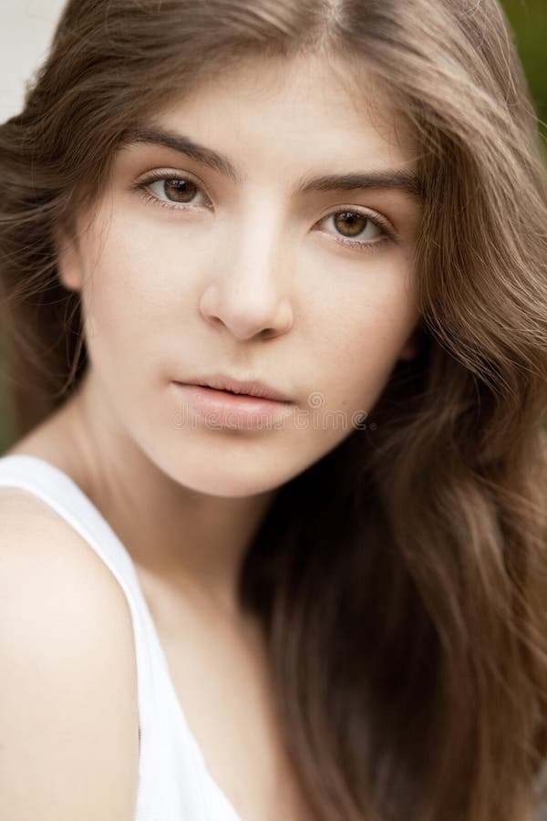 Portrait of Beautiful Natural Woman Stock Photo - Image of hair ...