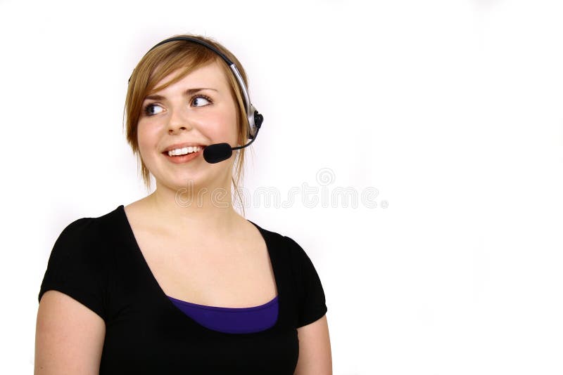 Portrait of Beautiful Operator Stock Image - Image of close, friendly ...