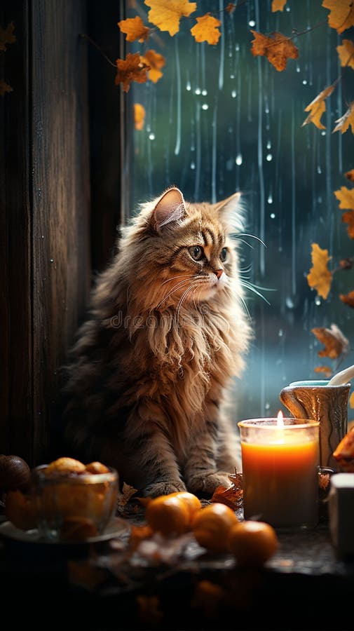 Portrait of Beautiful Persian Cat by a Window Stock Illustration ...