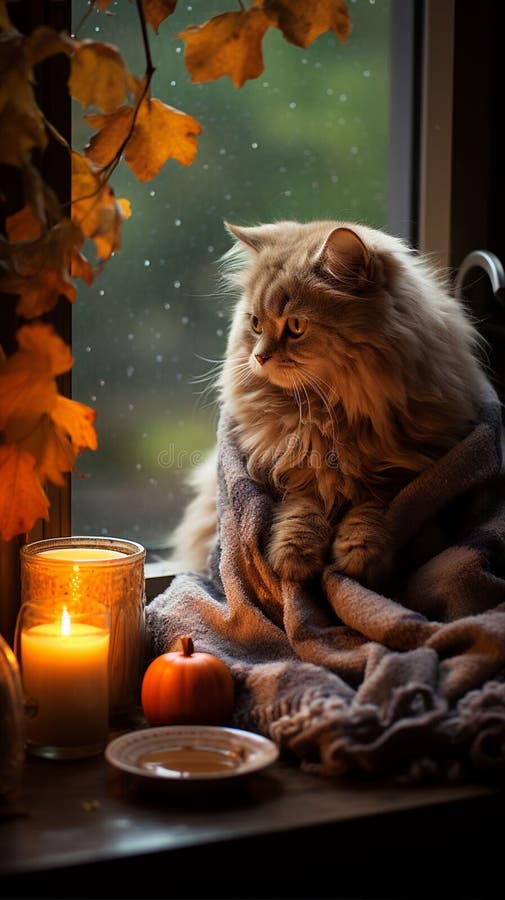 Portrait of Beautiful Persian Cat by a Window Stock Illustration ...