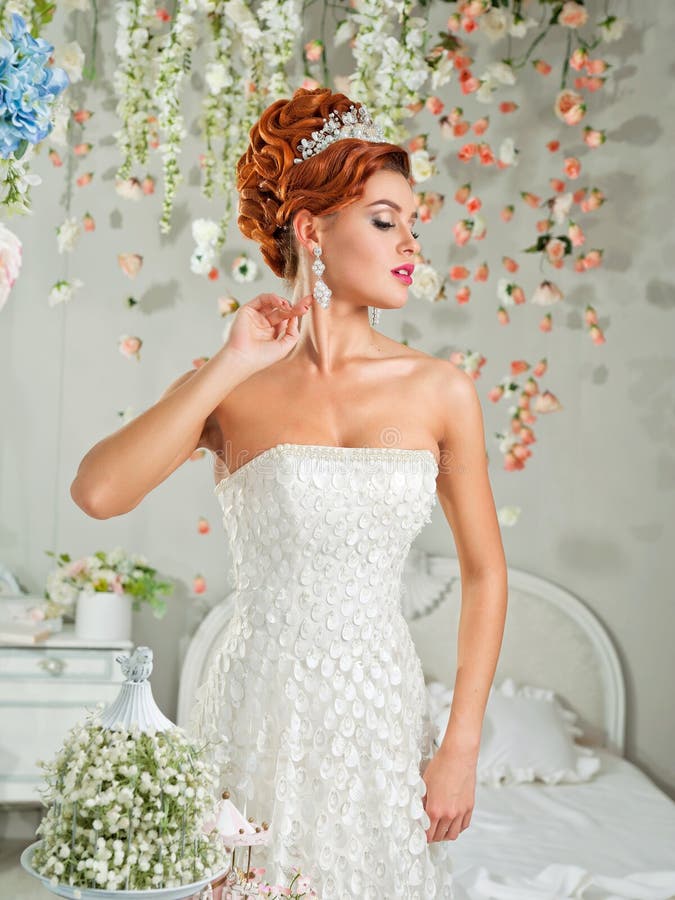 Beautiful red-haired bride stock image. Image of rest - 27064459