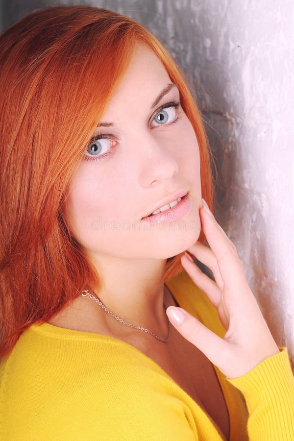 Portrait of a Beautiful Red-haired Girl Stock Photo - Image of straight ...
