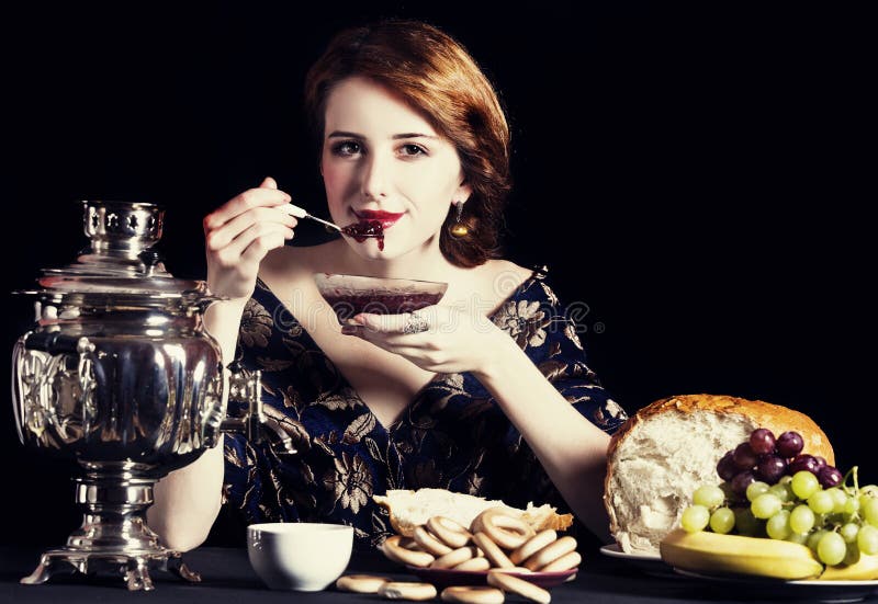 Portrait of Beautiful Rich Russian Women. Stock Image - Image of ...