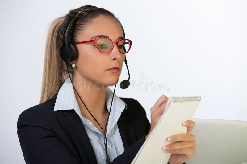 Portrait of Beautiful Secretary Writing Notes in Office Stock Image ...
