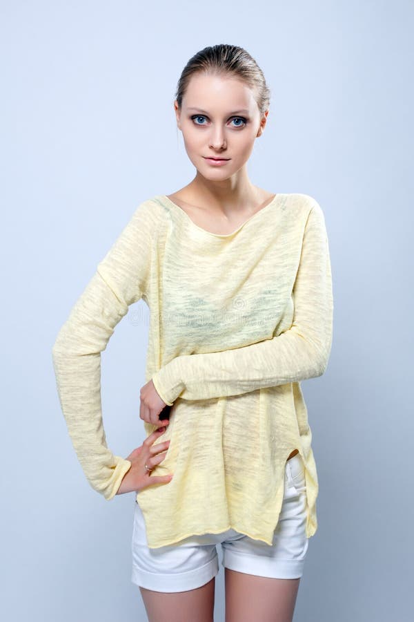 Portrait of Beautiful Slim Model Posing in Studio Stock Photo - Image ...