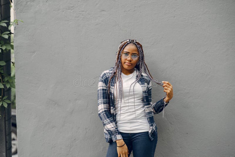 Portrait Beautiful Smiling African Woman In City Closeup Stock Image