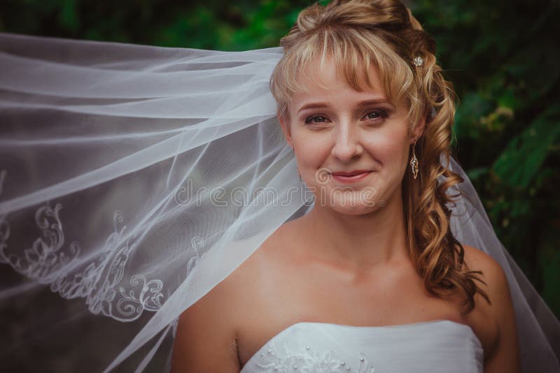 Portrait of a Beautiful Smiling Bride Stock Image - Image of caucasian ...