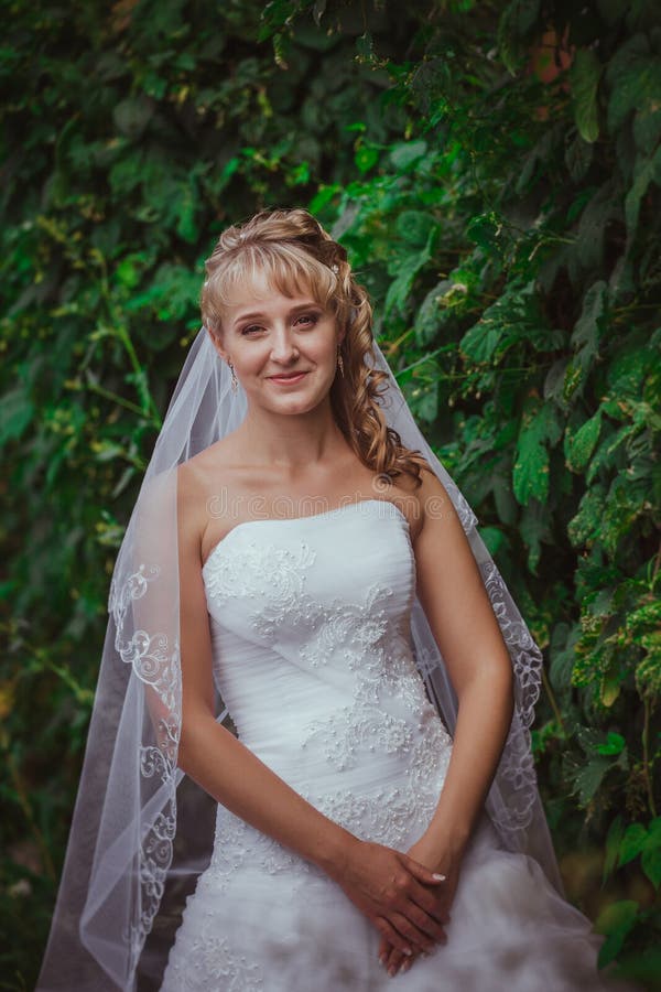 Portrait of a Beautiful Smiling Bride Stock Photo - Image of nature ...