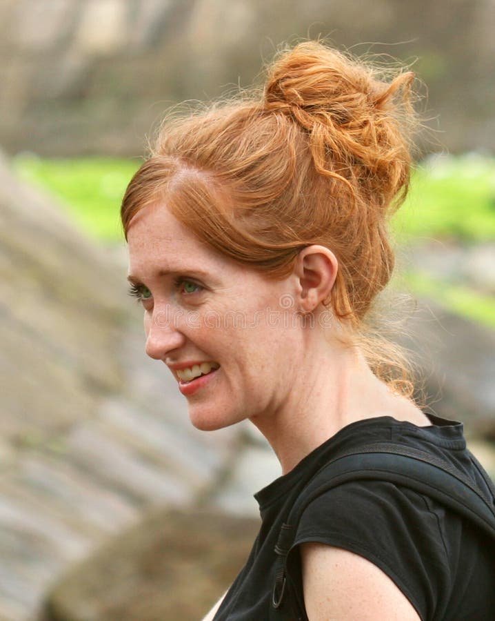 A Portrait of a Beautiful Smiling Redhead Stock Photo - Image of haired ...