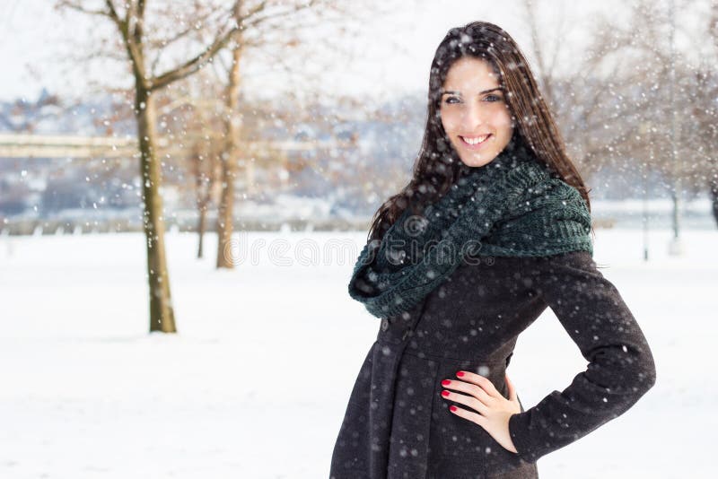 Portrait of a Beautiful Snow Girl Stock Image - Image of front ...