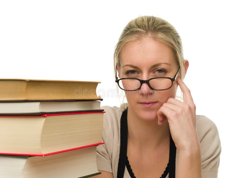 Portrait of Beautiful Student with Books Stock Image - Image of student ...