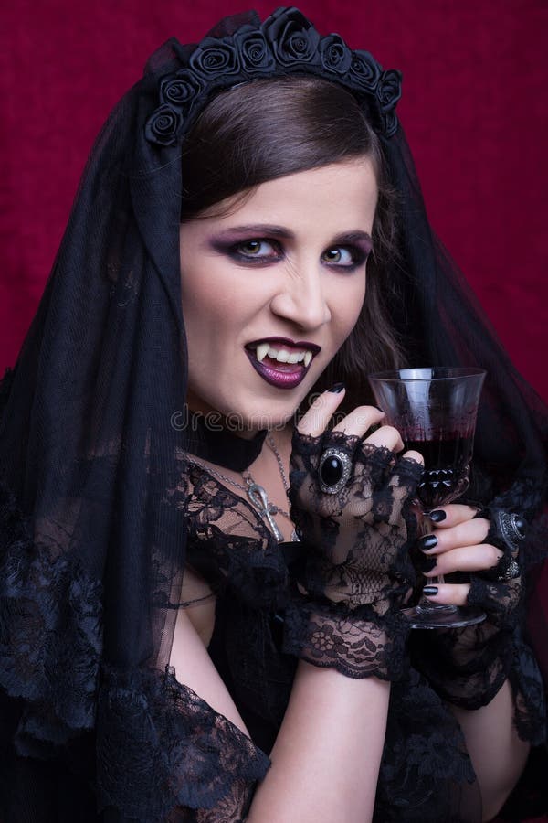 Portrait of a Beautiful Vampire Woman Stock Photo - Image of gothic ...