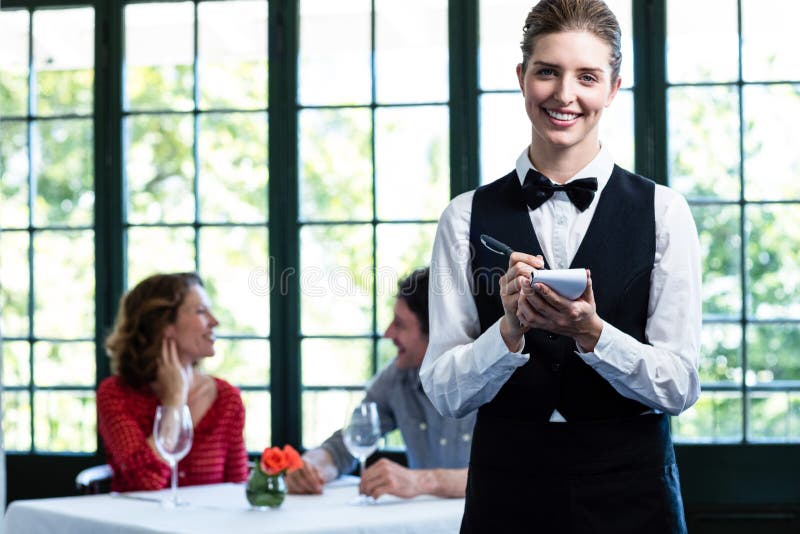 Portrait of Beautiful Waitress Writing Down an Order Stock Image ...