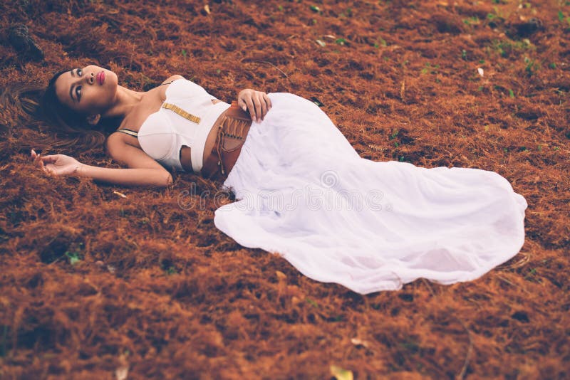 Portrait of Beautiful Wiccan Girl in the Forest Stock Image - Image of ...