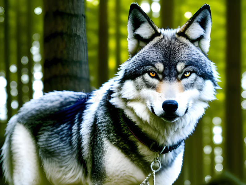 Portrait of a Beautiful Wolf in the Forest, Ai Generated Stock ...