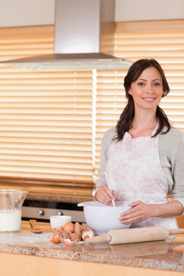 Portrait of a Beautiful Woman Baking Stock Image - Image of food ...