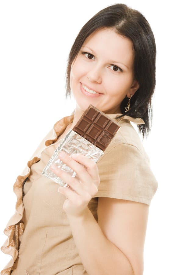 Portrait of Beautiful Woman with a Chocolate Stock Photo - Image of ...