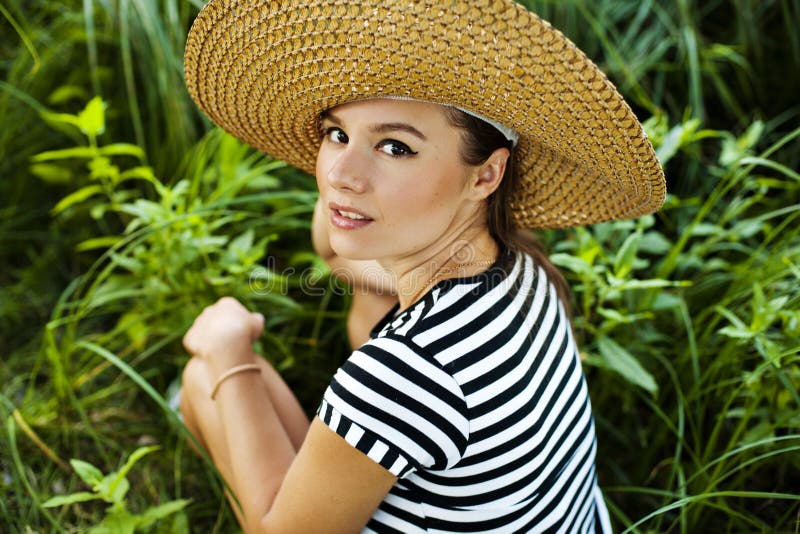 Portrait of a Beautiful Woman in a Countryside Stock Photo - Image of ...