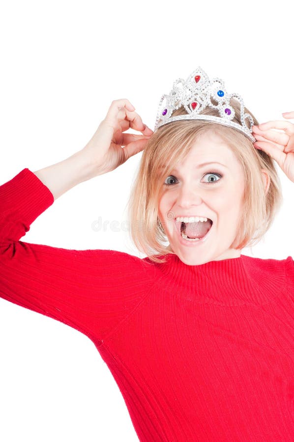 Portrait of Beautiful Woman with Crown Stock Image - Image of candid ...