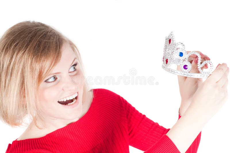 Portrait of Beautiful Woman with Crown Stock Photo - Image of studio ...