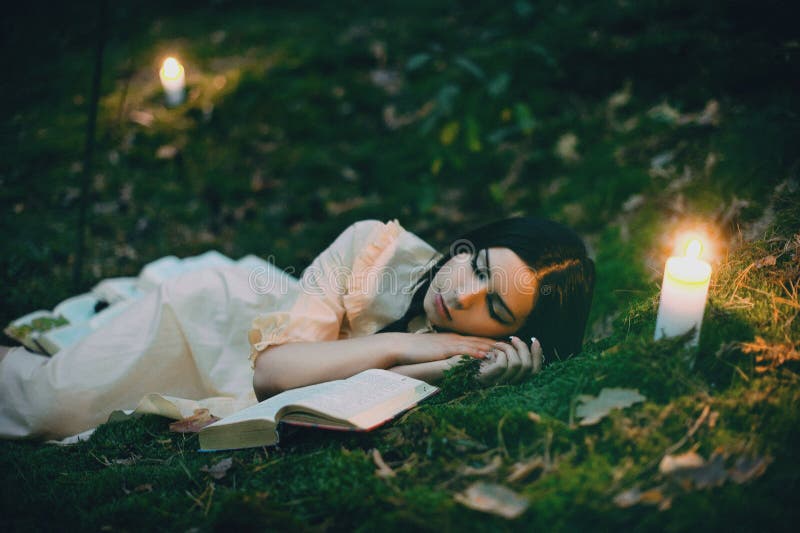 Portrait of a Beautiful Woman in the Forest Stock Image - Image of girl ...