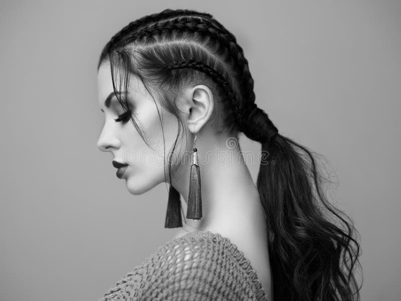 Portrait Beautiful Woman With Jewelry Stock Image Image Of Hairstyle