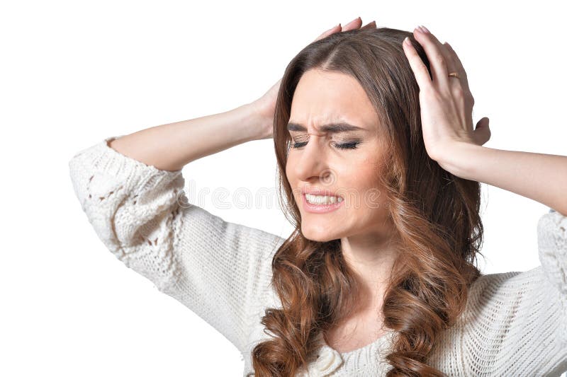 Portrait of Cute Beautiful Woman Posing Against White Stock Photo ... Portrait of Cute Beautiful Woman Posing Against White Stock Photo ...