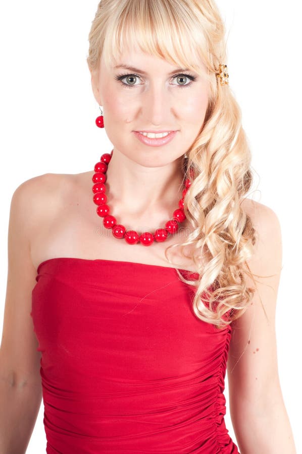 Portrait of Beautiful Woman in Red Stock Photo - Image of caucasian ...