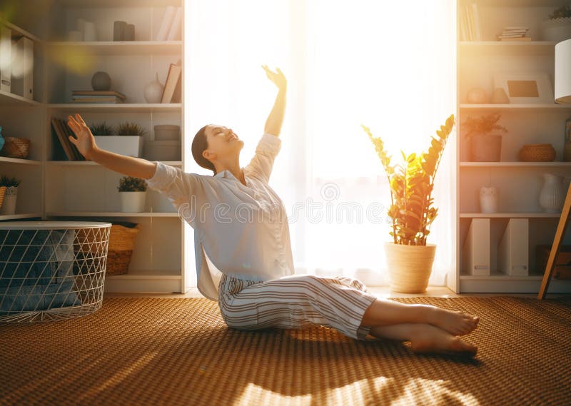 Woman resting at home stock image. Image of emotion - 244228949