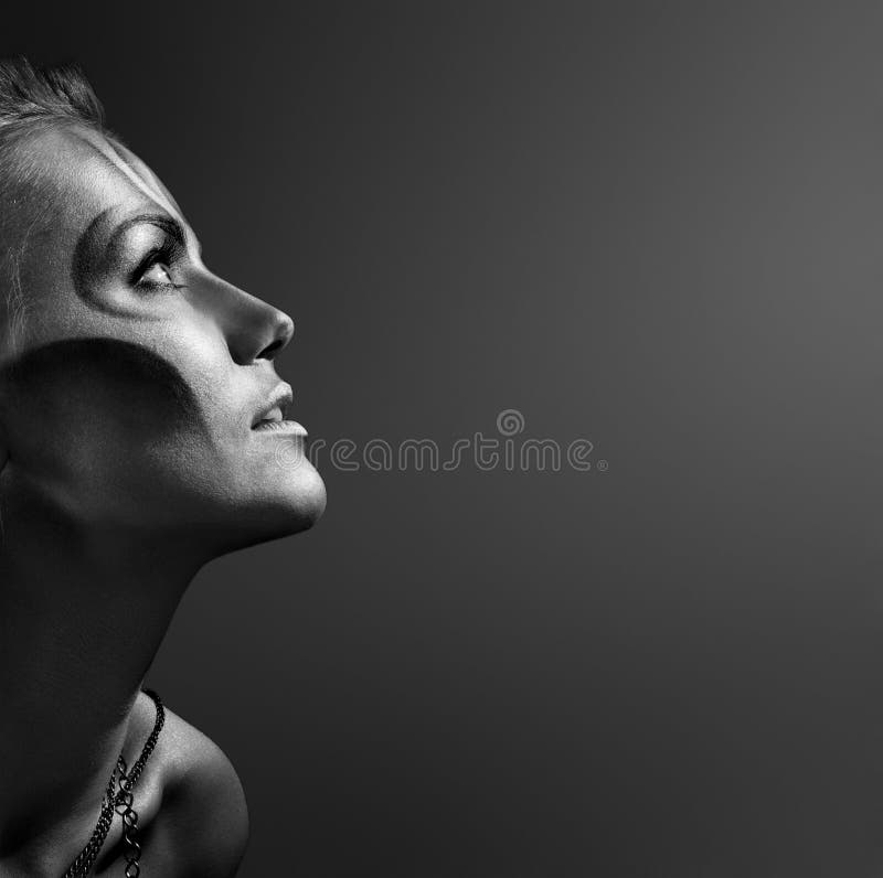Close-up Portrait Woman with Silver Bodyart Stock Image - Image of ...