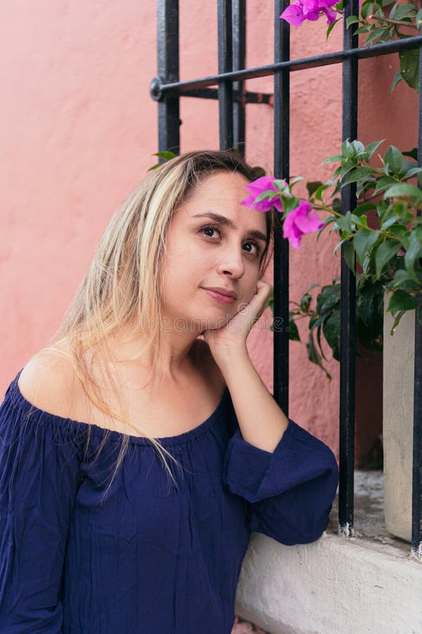 Portrait of a Beautiful Woman Standing Outside Stock Photo - Image of ...