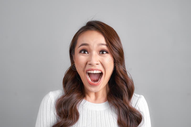 Portrait of a Beautiful Woman with a Surprised Face Stock Photo - Image ...