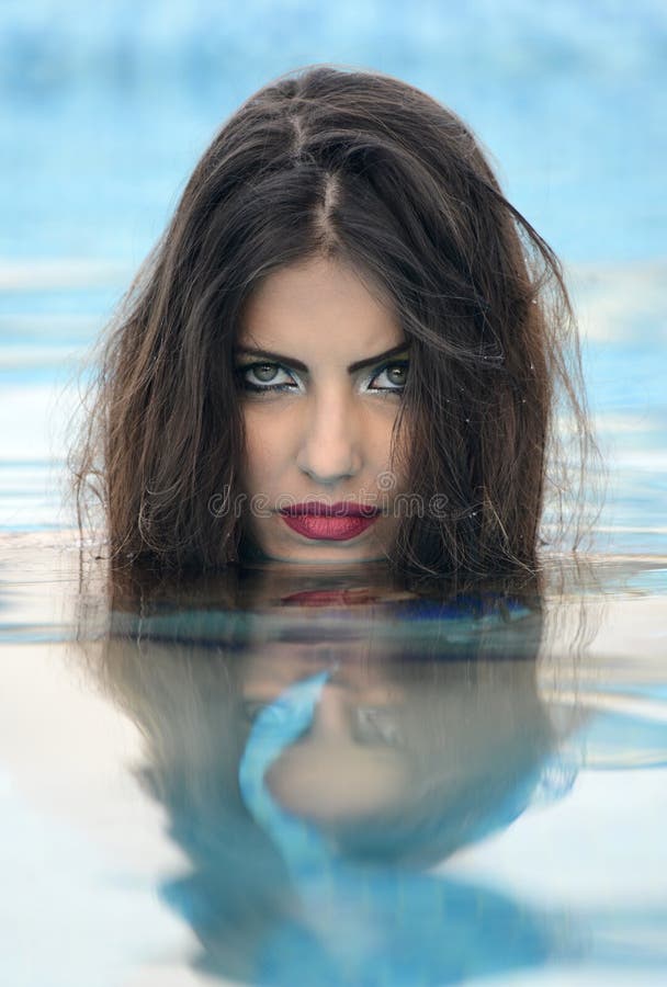 Portrait of Beautiful Woman in the Water Stock Image - Image of fashion ...