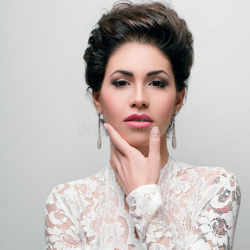 Portrait of Beautiful Woman Wedding Model Stock Photo - Image of ...