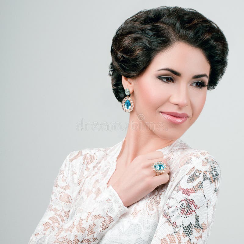 Portrait of Beautiful Woman Wedding Model Stock Photo - Image of ...