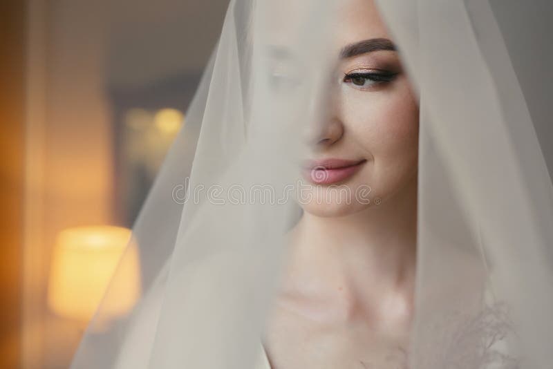 Portrait Of A Beautiful Young Bride On Her Wedding Day Stock Image Image Of Kiss Happy 263321959
